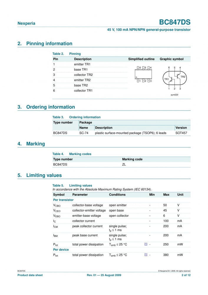 BC847DS datasheet page 2