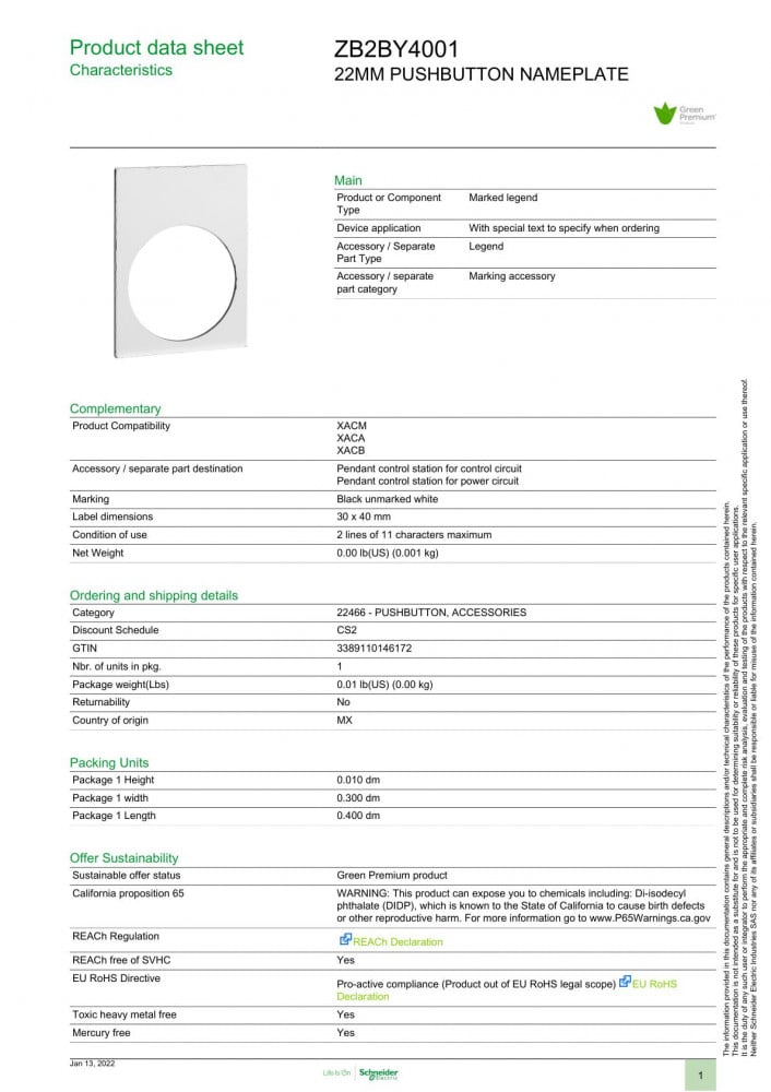 ZB2BY4001 technical document page 1