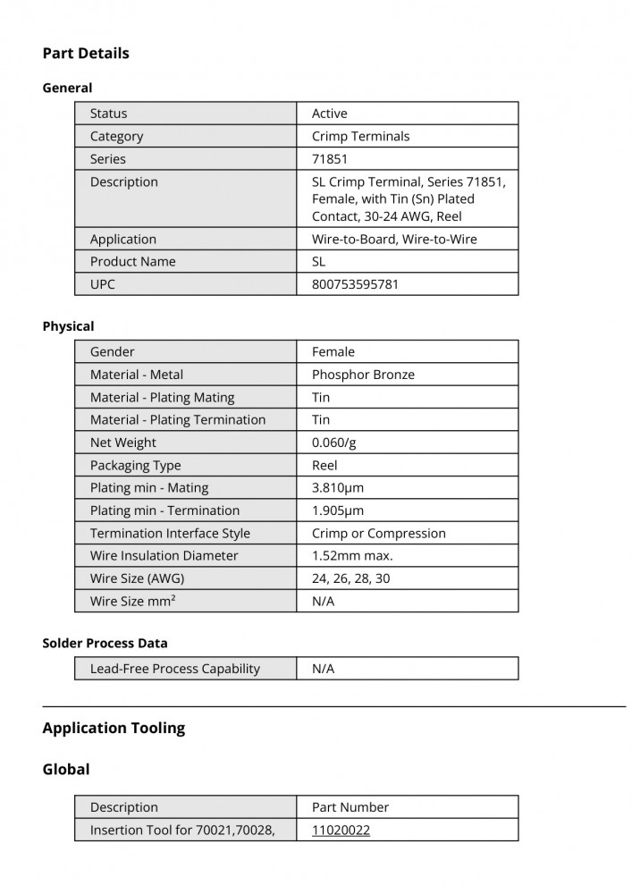 MOLEX SL product specification page 2