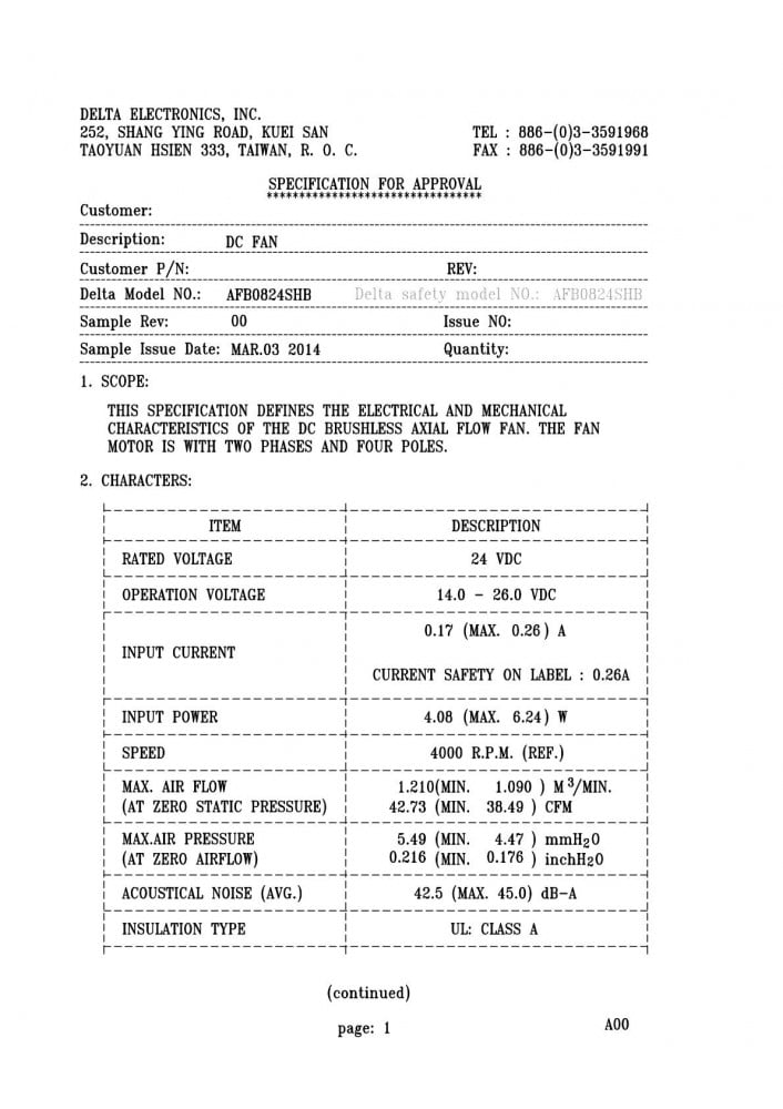 AFB0824SHB specification page 2