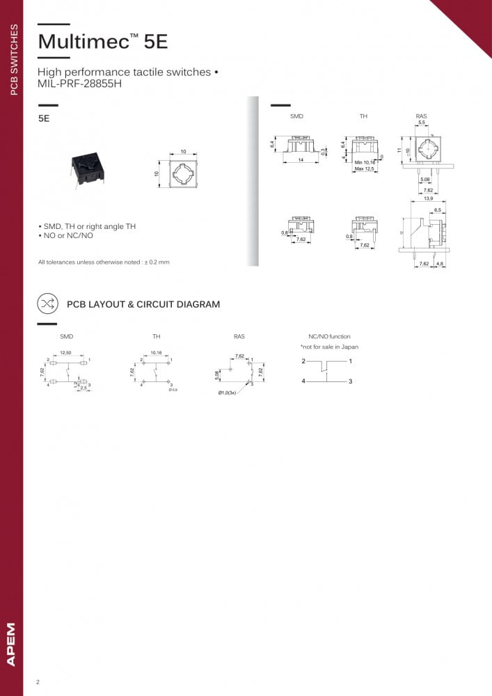 APEM Multimec 5E datasheet page 2