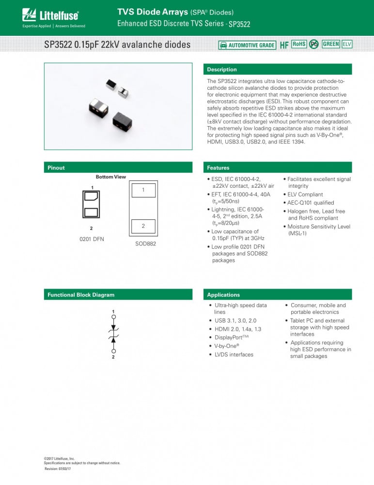 SP3522 datasheet page 1