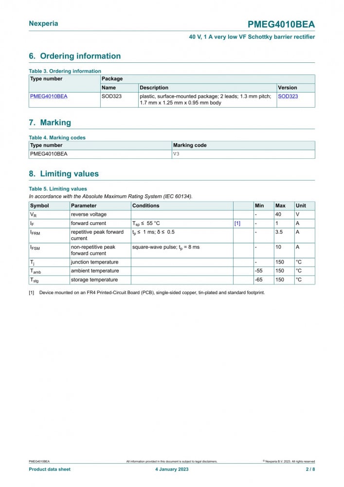 PMEG4010BEA datasheet page 2