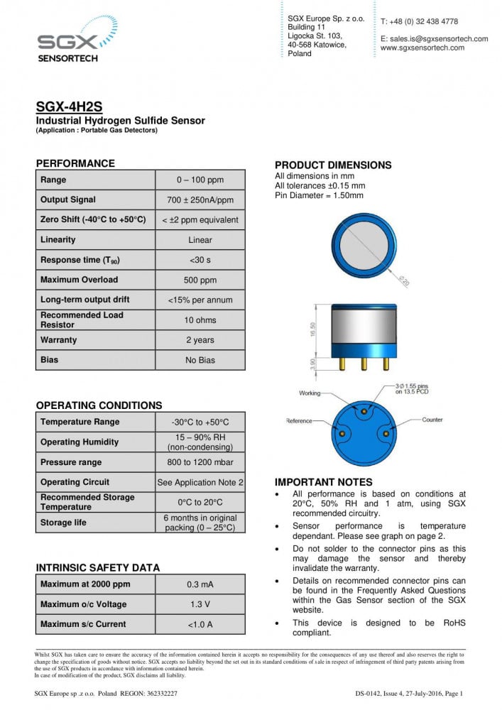 SGX-4H2S technical document page 1