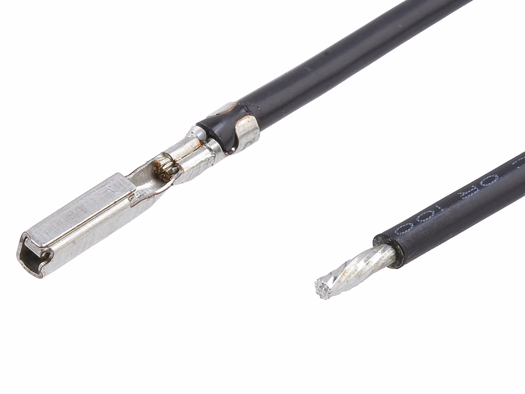 Pre-Crimped Lead MX64-Female-to-Pigtail, Tin (Sn) Plating, 300.00mm Length, 20 AWG, Black for sale