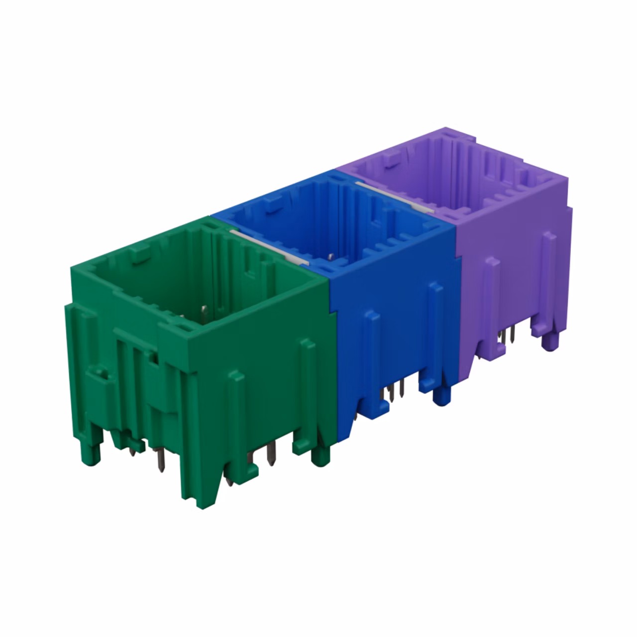 stAK50h 3 Bay Vertical Hybrid Header, 76 Circuits, Bay 1: 12 Circuit/Key 2/Green; Bay 2: 32 Circuit/Key 2/Blue; Bay 3: 32 Circuit/Key 4/Purple; Tray for sale
