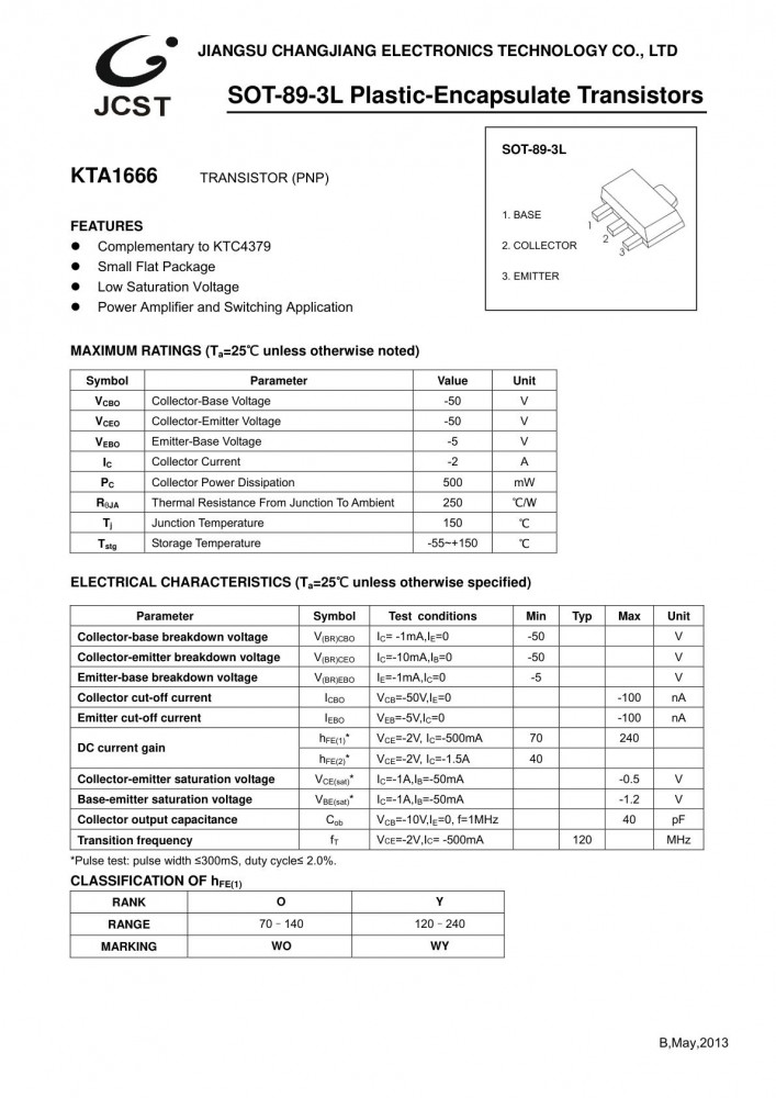 KTA1666 datasheet page 1