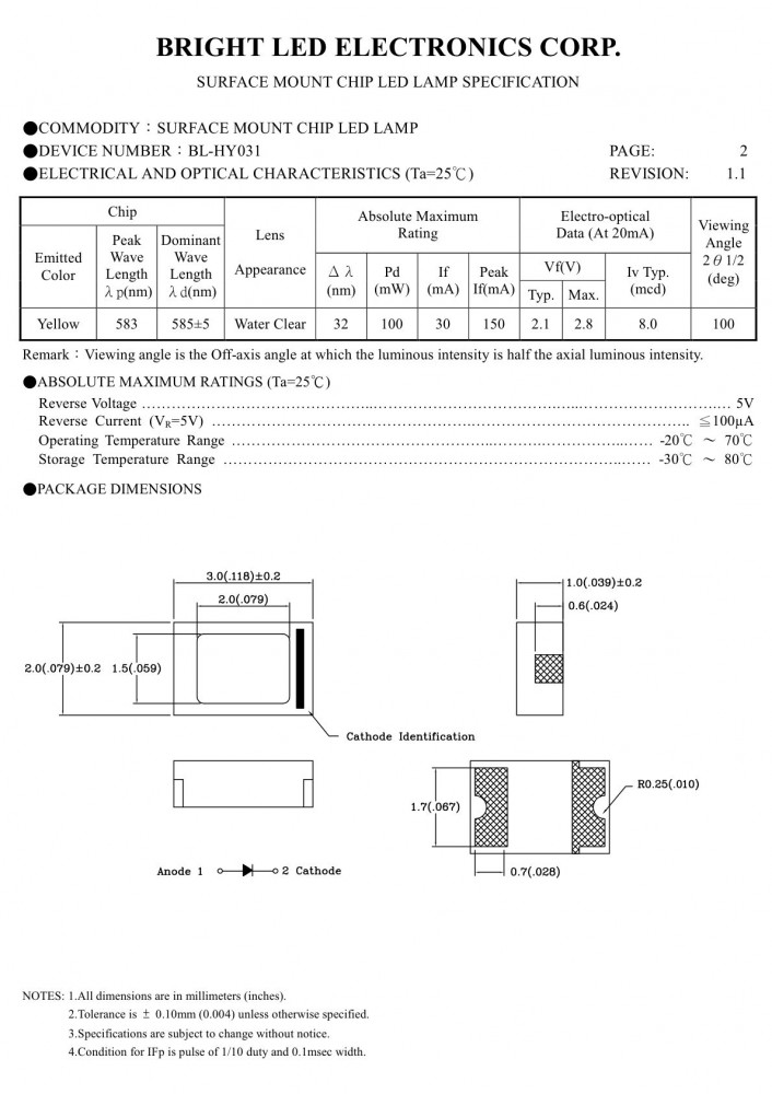 BL-HY031-TRB datasheet page 1
