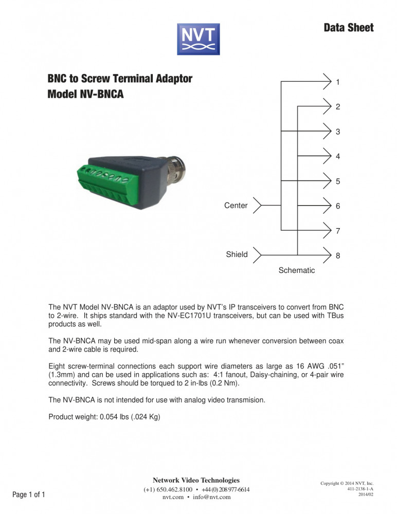 NV-BNCA technical document preview