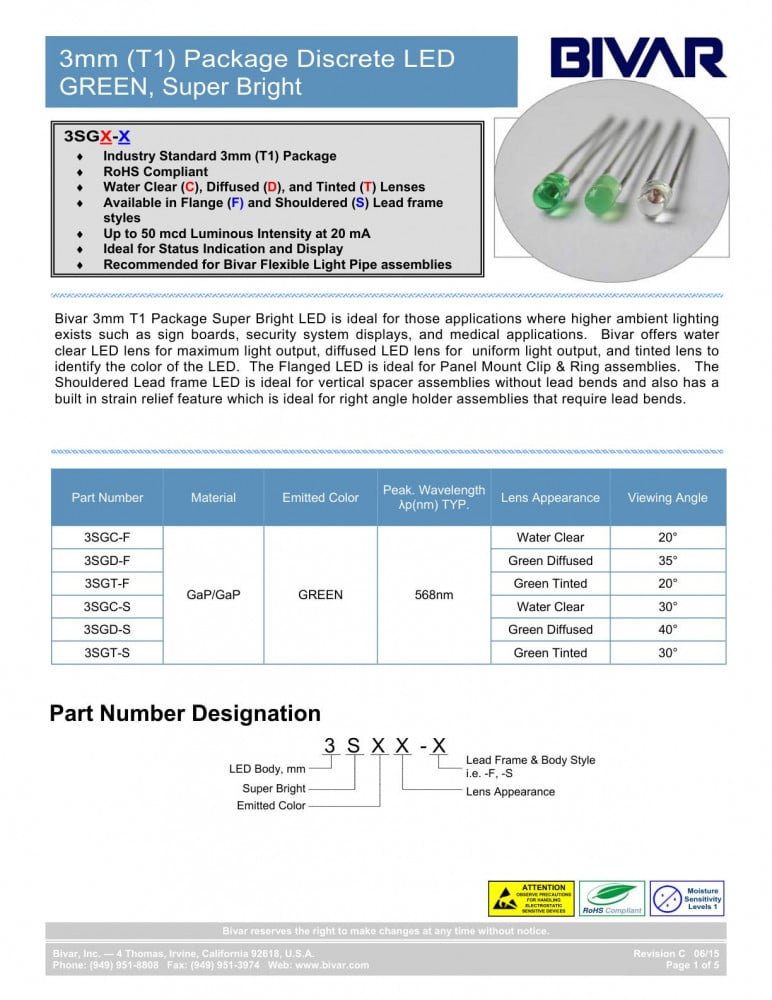 BIVAR 3SGC datasheet page 1