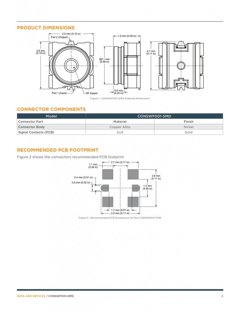 CONSWF001-SMD technical document page 2