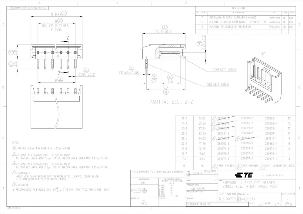 TE Connectivity 280381-2 technical drawing preview
