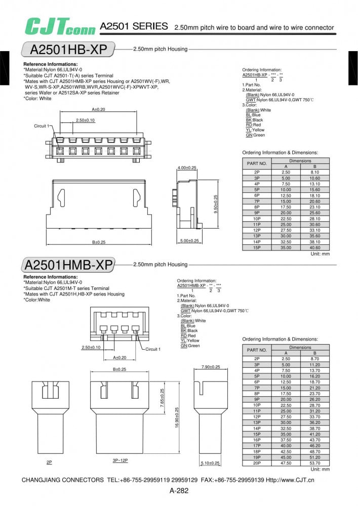 CJT(Changjiang Connectors) A2501H-5P Rectangular Connector Housing index 4