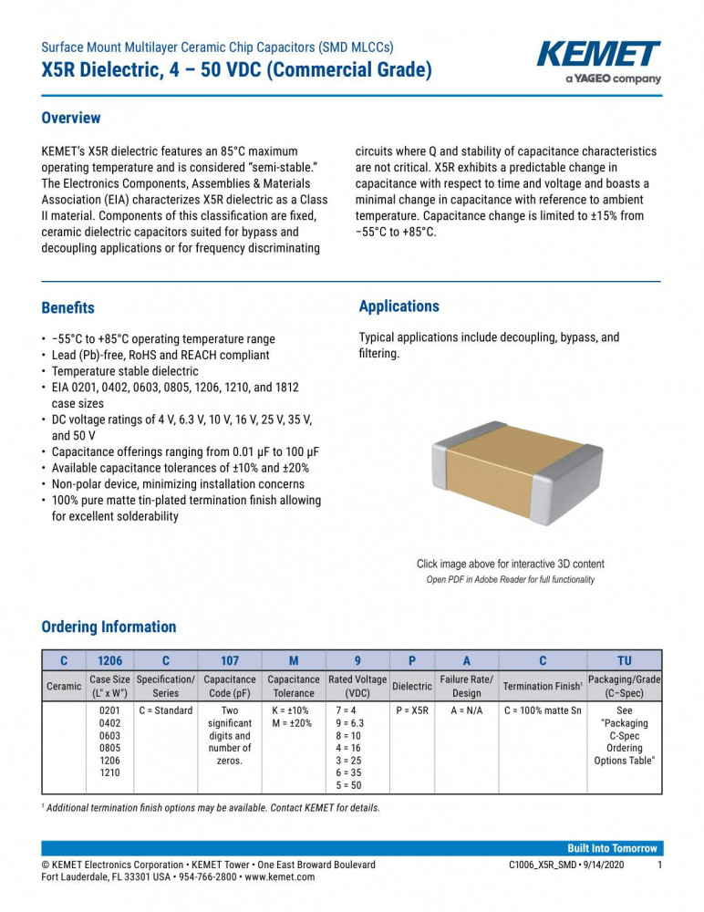 KEMET datasheet page 1