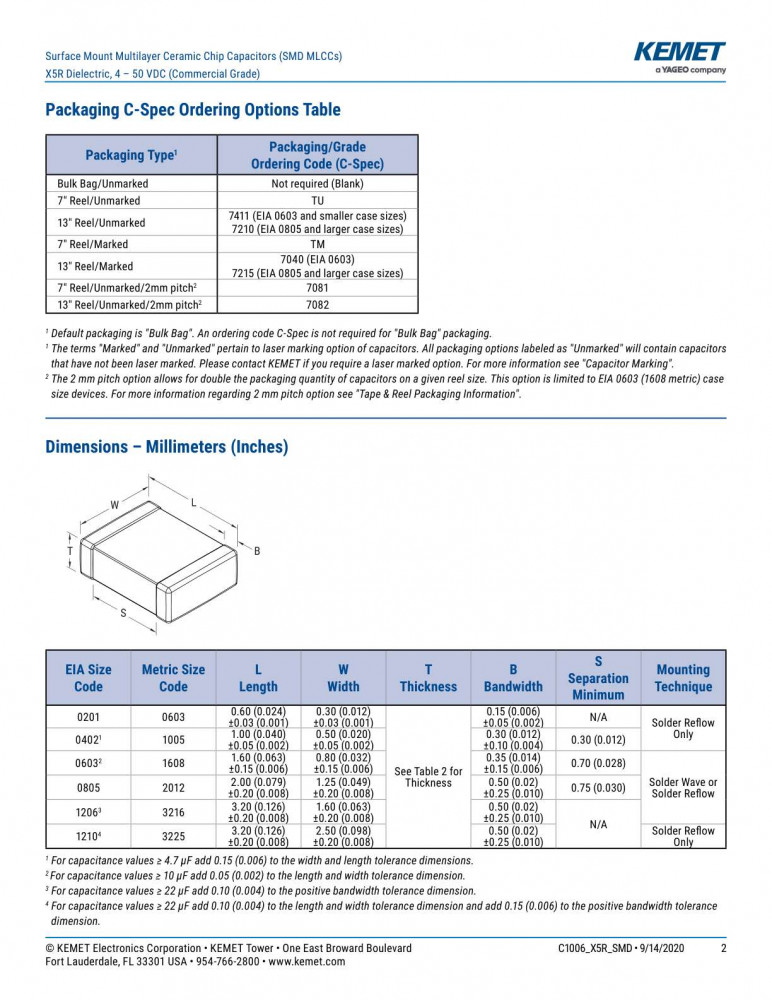 KEMET datasheet page 2