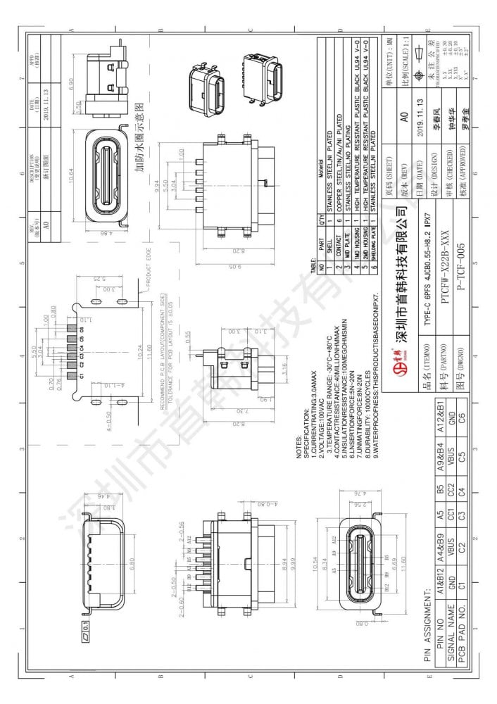 SHOU HAN TYPE-C specification page 1