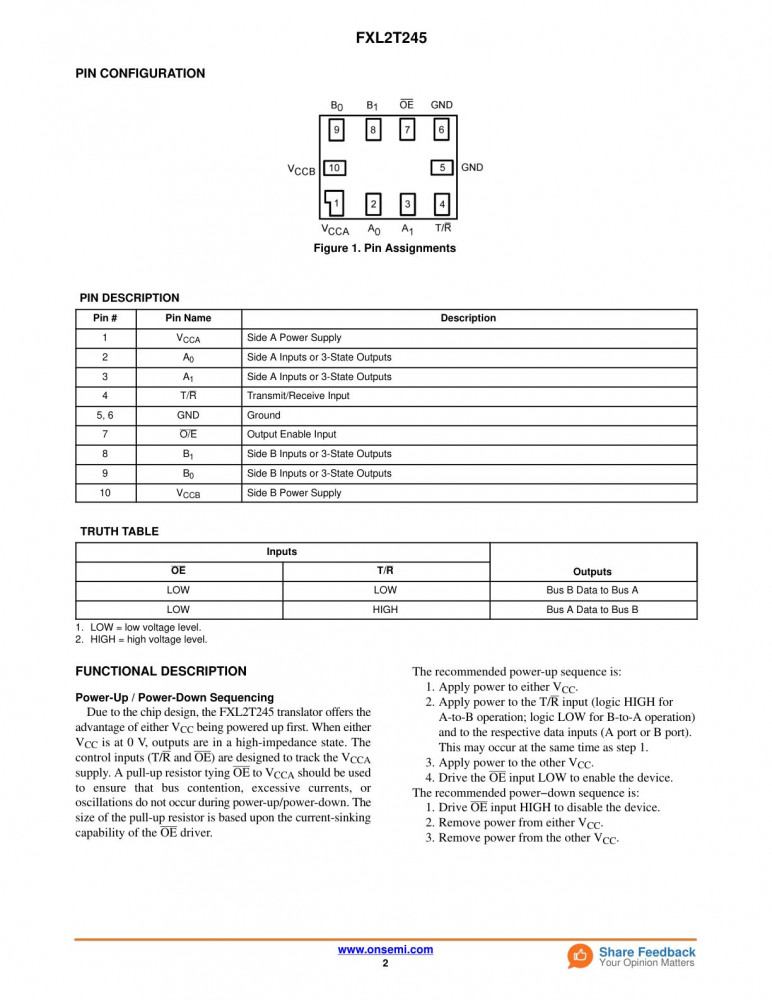 FXL2T245 datasheet page 2