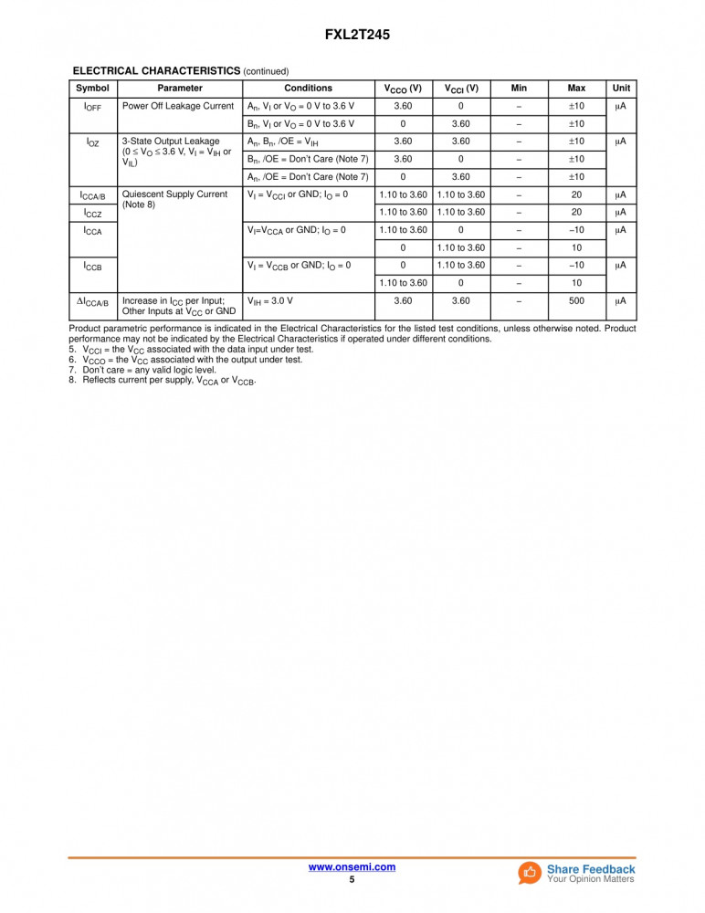 FXL2T245 datasheet page 5