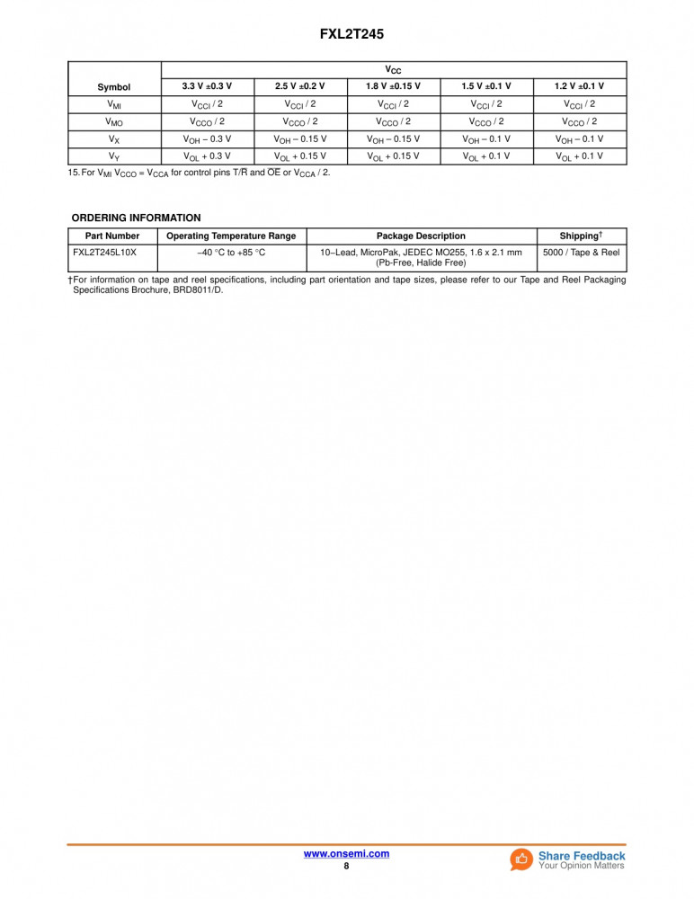 FXL2T245 datasheet page 8