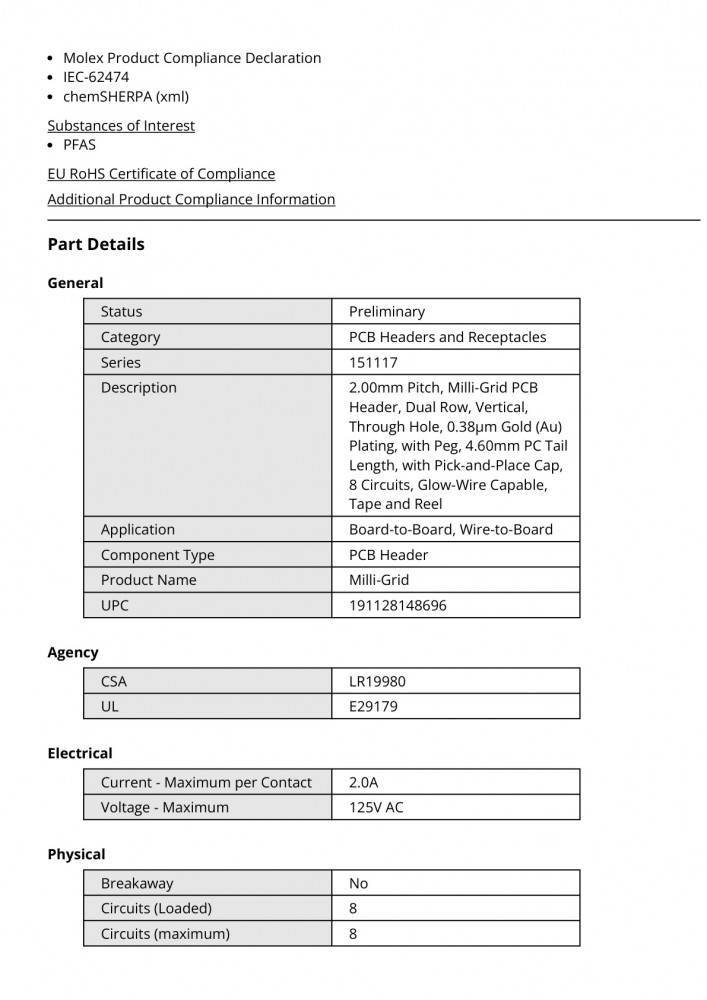 Molex 151117 product specification page 2