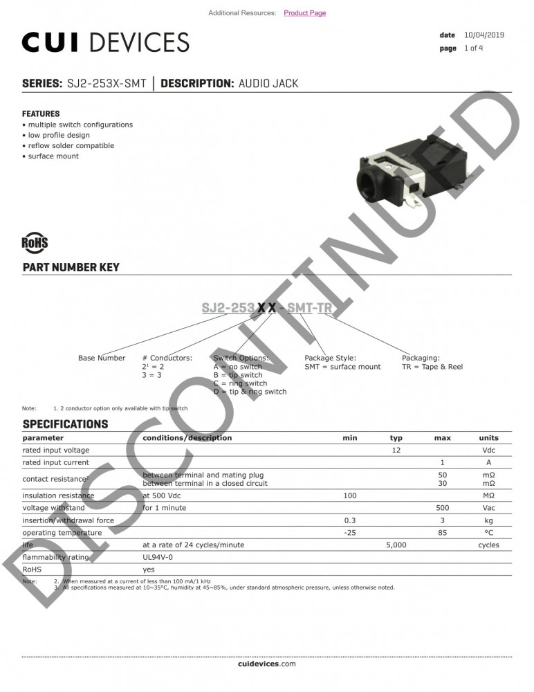 SJ2-2533A-SMT-TR technical document page 1