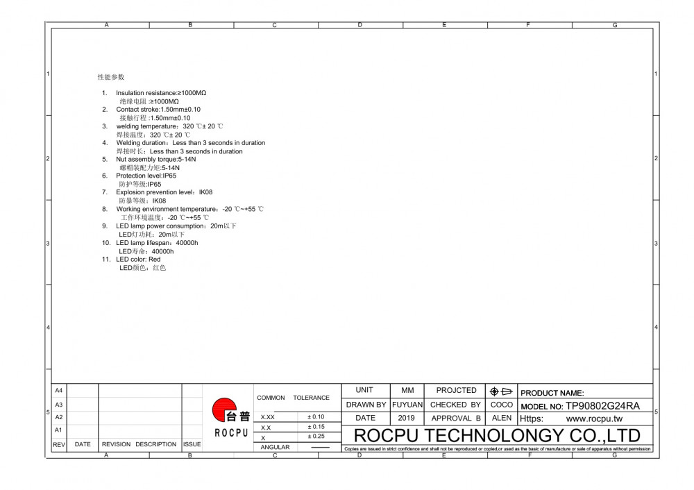 TP90802G24RA performance specifications