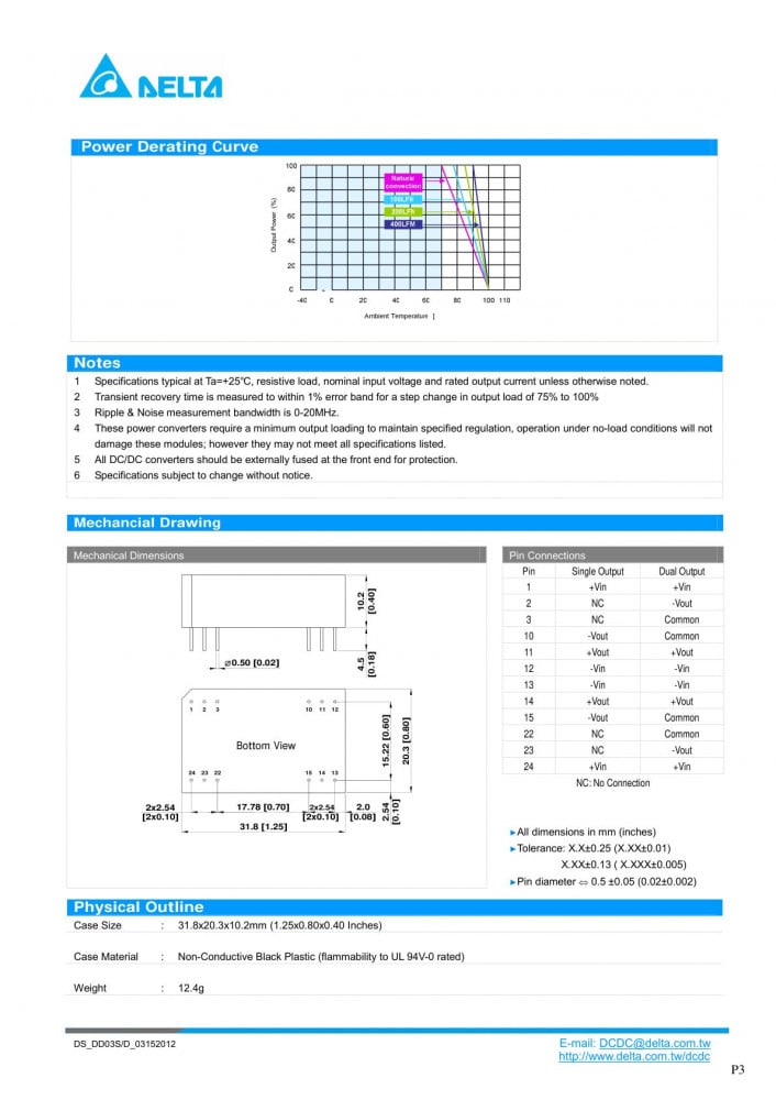 DELTA DD03D1212A datasheet page 3