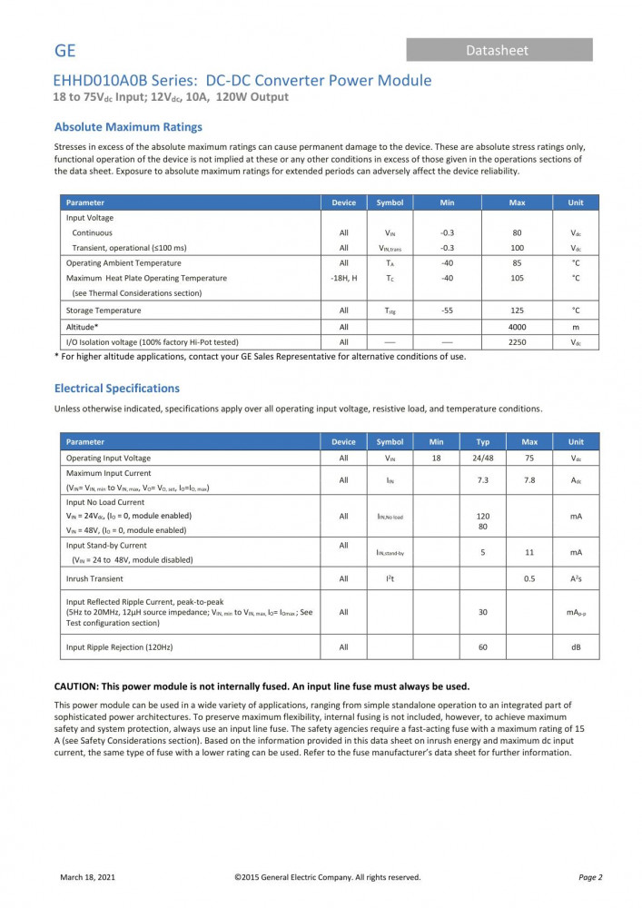 EHHD010A0B datasheet page 2
