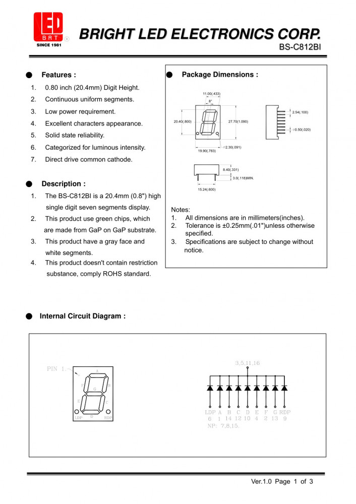 BS-C812BI technical document page 1
