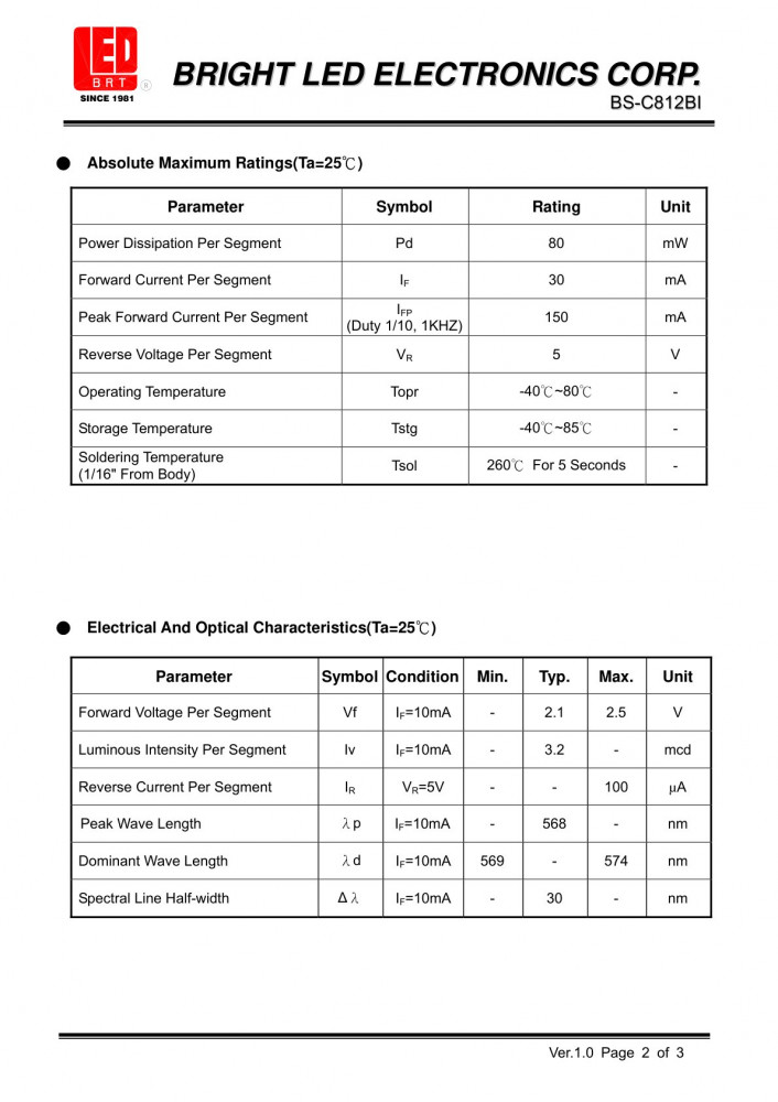 BS-C812BI technical document page 2