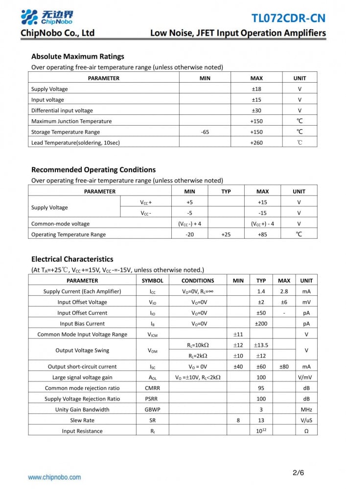 TL072CDR-CN datasheet page 2