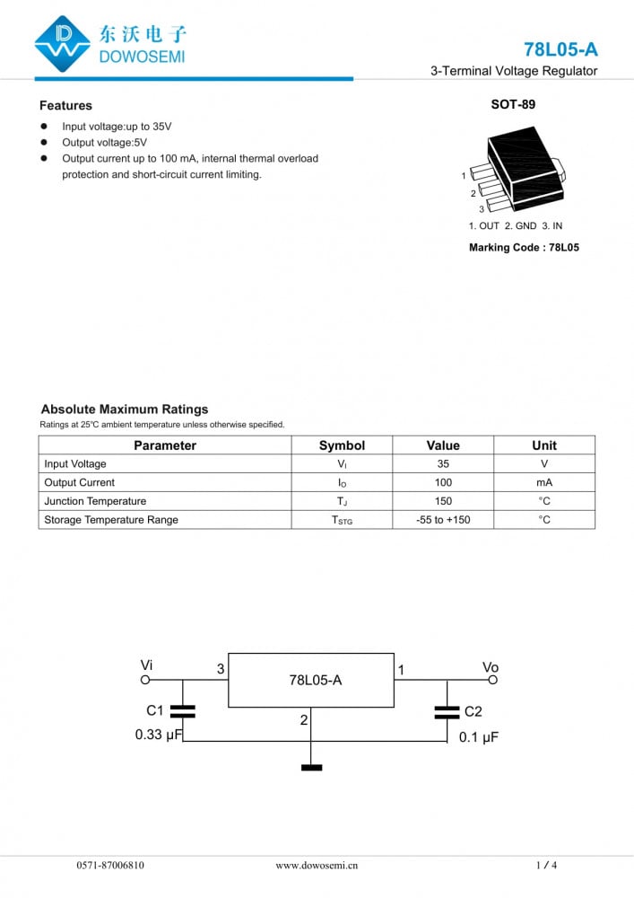 78L05-A datasheet page 1