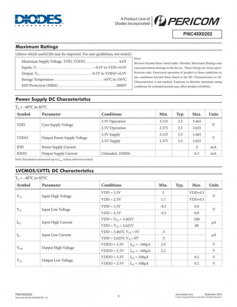 PI6C49X0202WIEX datasheet page 3