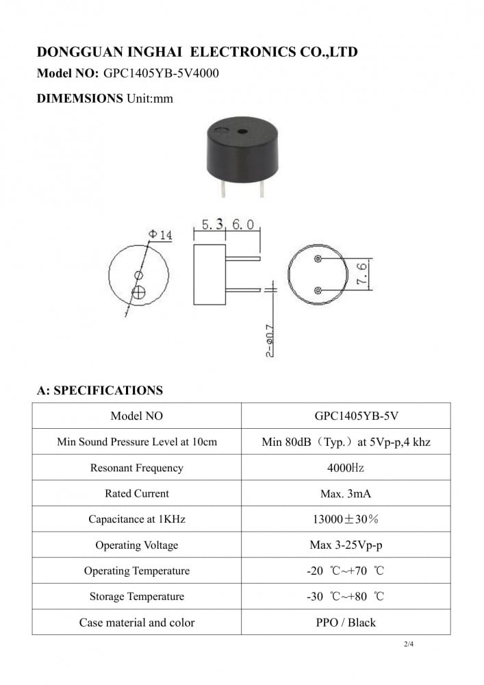 GPC1405YB-5V4000 approval specification page 2