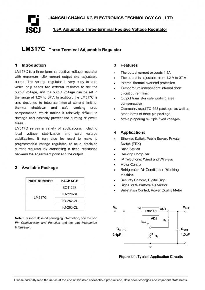 LM317C datasheet page 1