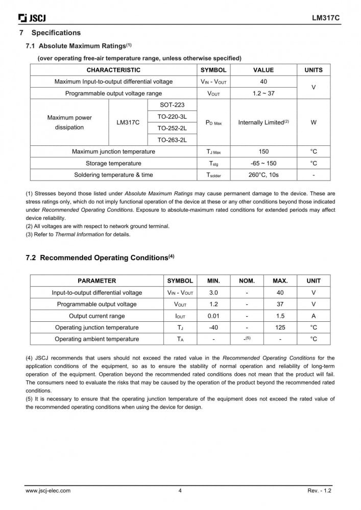 LM317C datasheet page 4