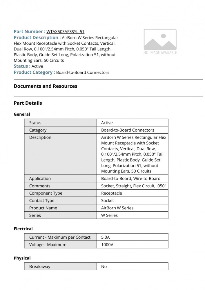 WTAX50SAF3SYL-51 technical document page 1