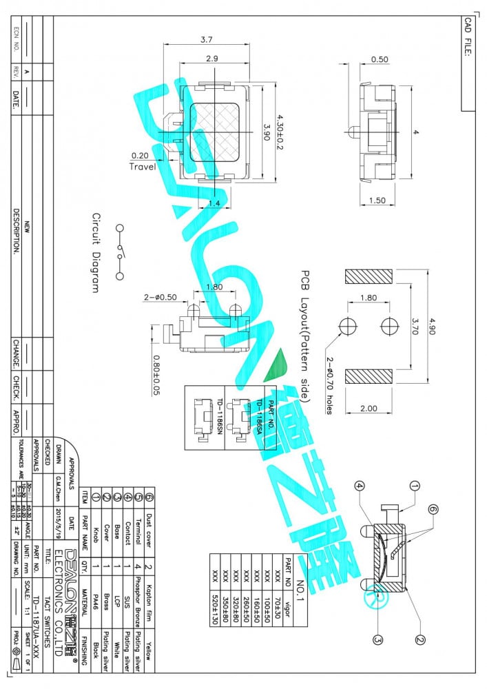 TD-1187UA-250 technical document page