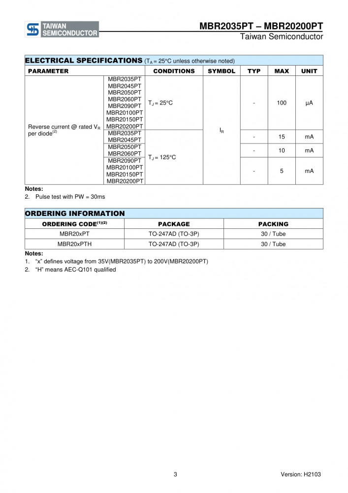 MBR20150PT datasheet page 3
