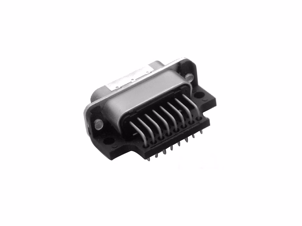 Standard-Density EMI Filtered D-Sub Connector, Male, Right-Angle, PCB Through Hole, 1000pF Pi, Plastic Brackets with Locking Threaded Inserts, RoHS, 15 Circuits for sale