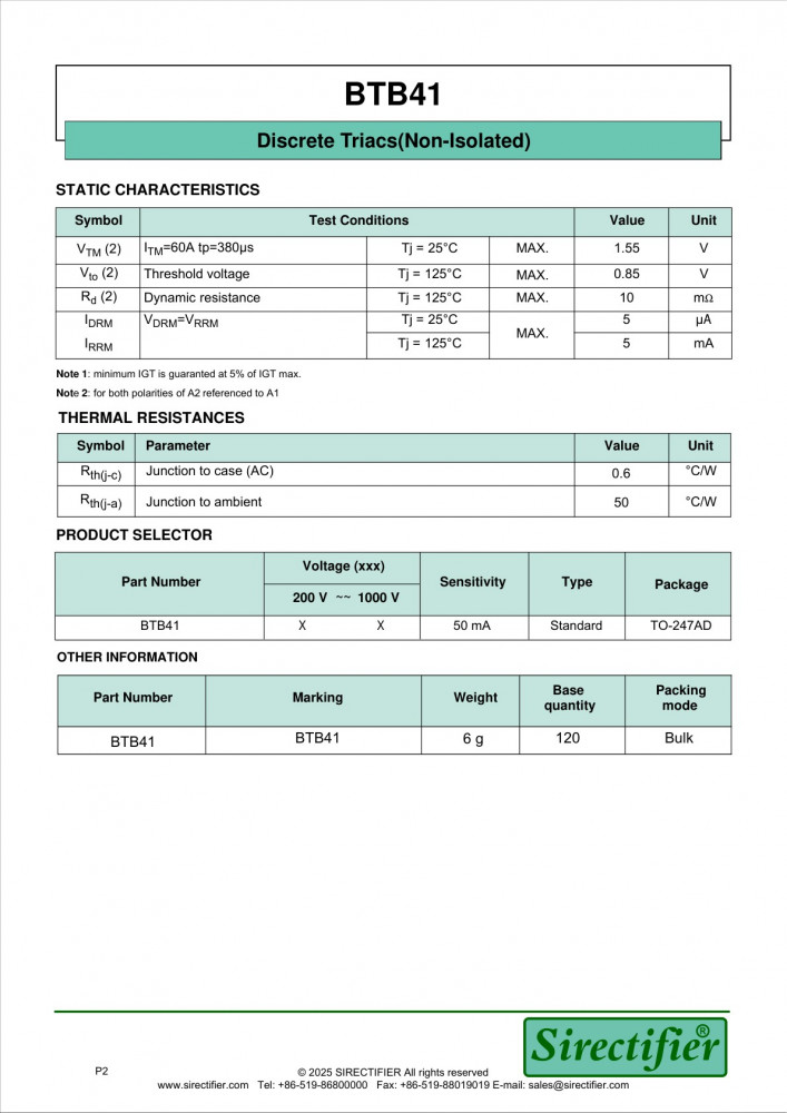 BTB41 datasheet image, page 2