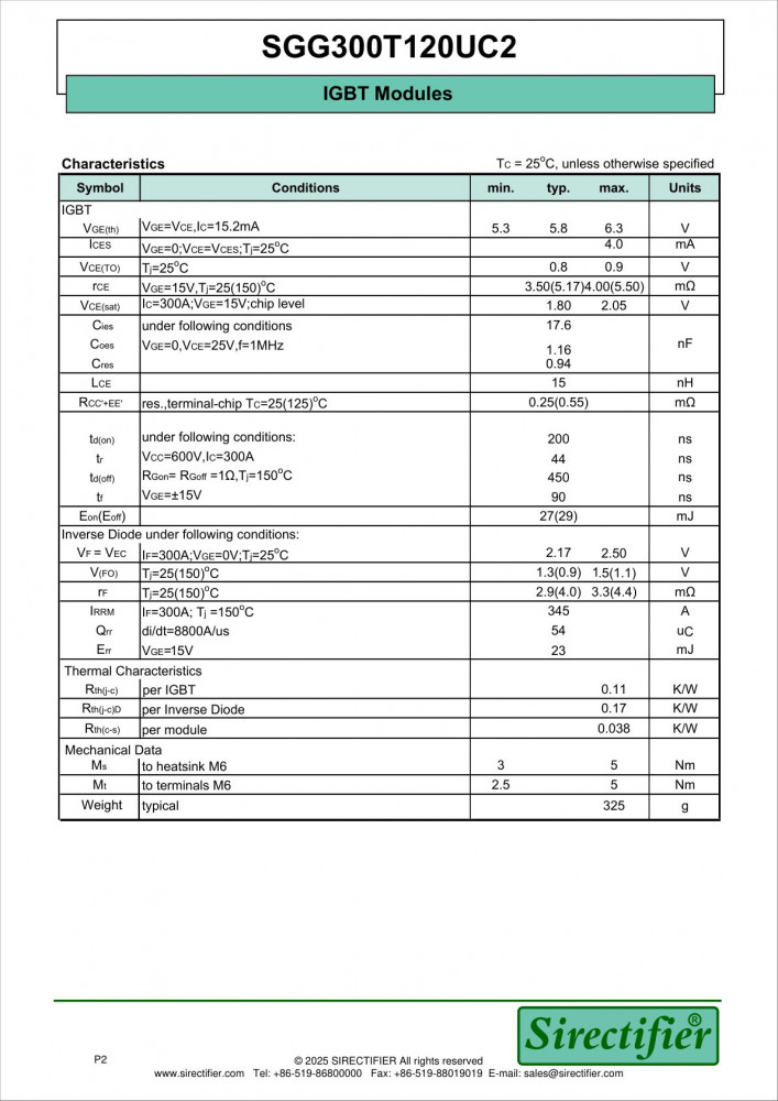 SGG300T120UC2 datasheet page 2