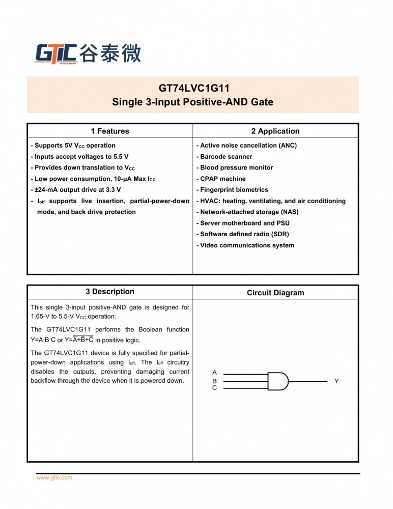 GT74LVC1G11S6 datasheet page 1