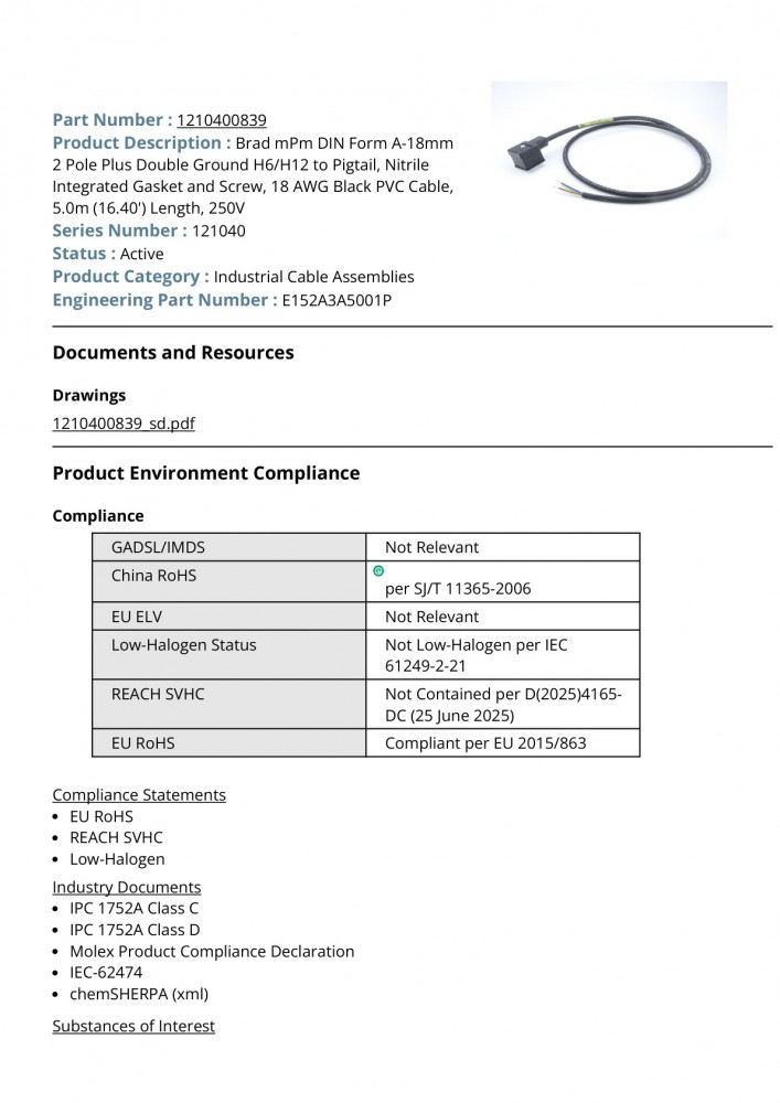 MOLEX 1210400839 drawing page 1