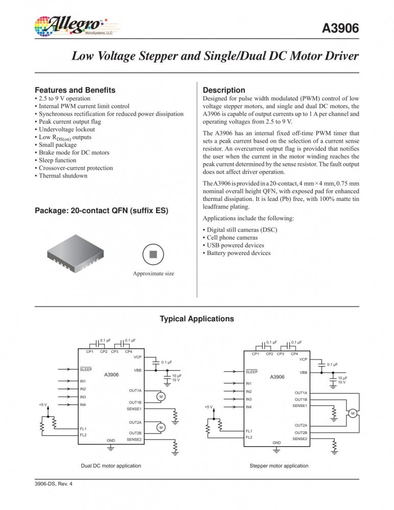 A3906 datasheet page 1