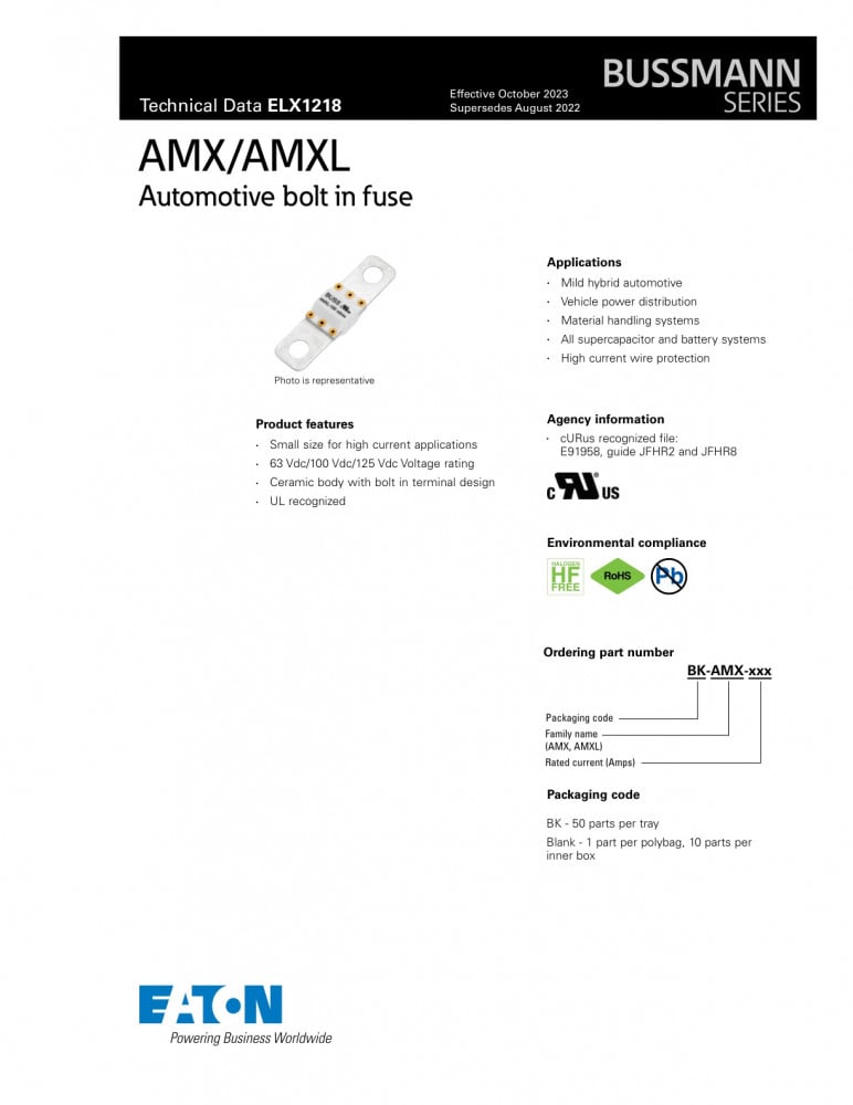 EATON AMX AMXL fuse datasheet page 1