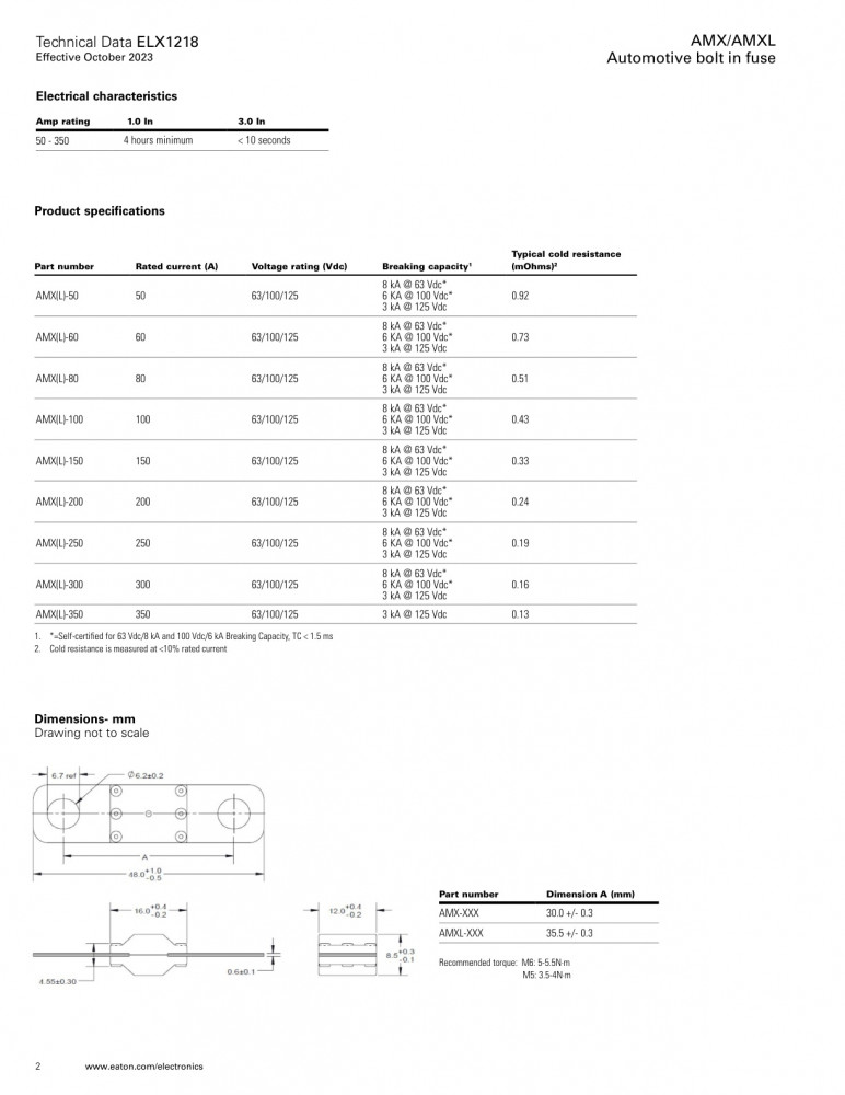EATON AMX AMXL fuse datasheet page 2