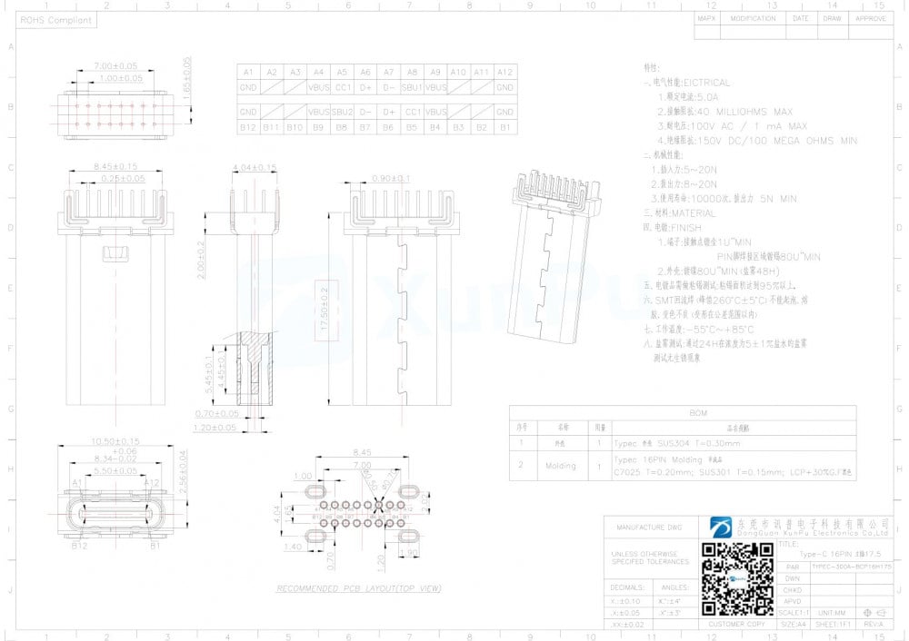 TYPEC-300A-BCP16H175 technical drawing page 1