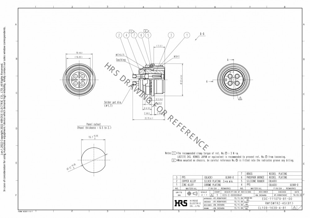 HRS RM15WTRZ-4S(81) technical drawing page