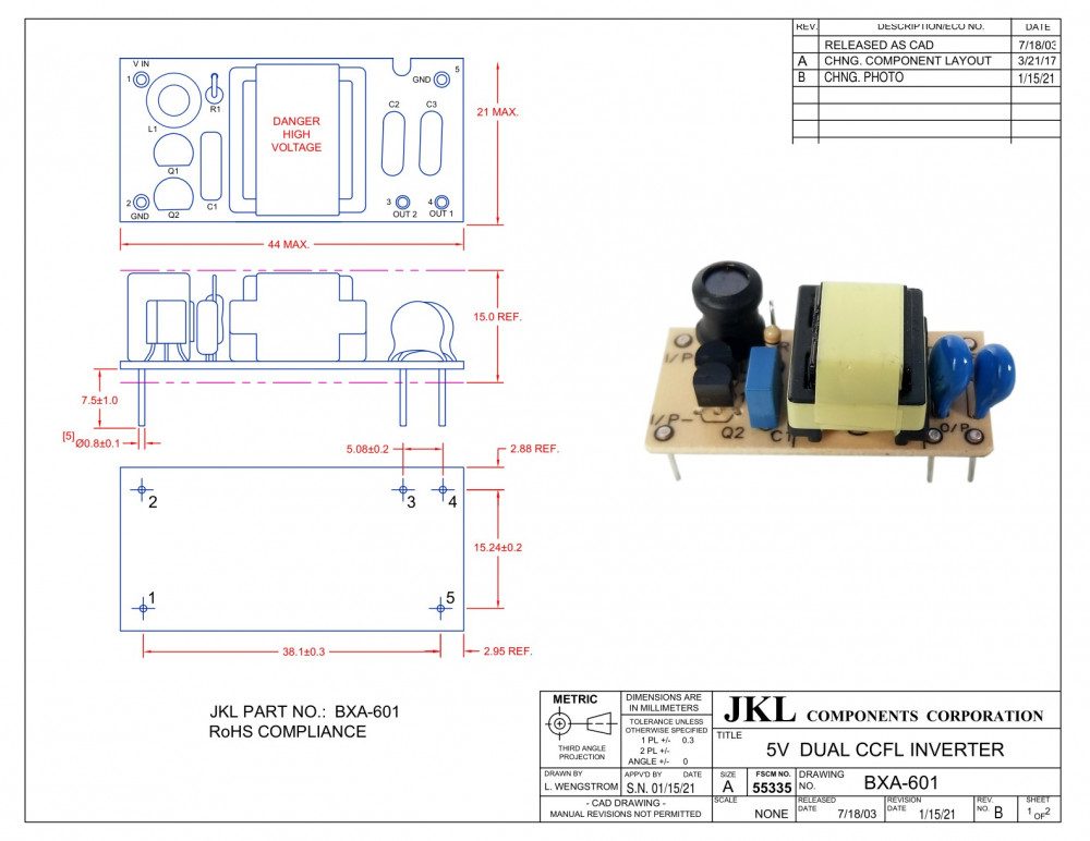 BXA-601 datasheet page 1